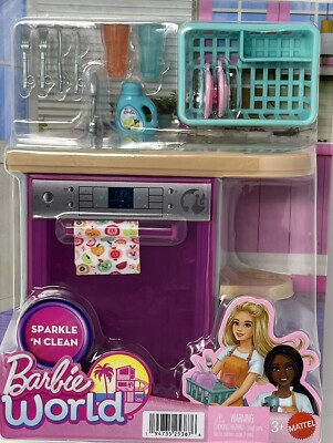 Barbie World “Sparkle ‘N Clean” Dishwasher Toy Set Mattel | eBay