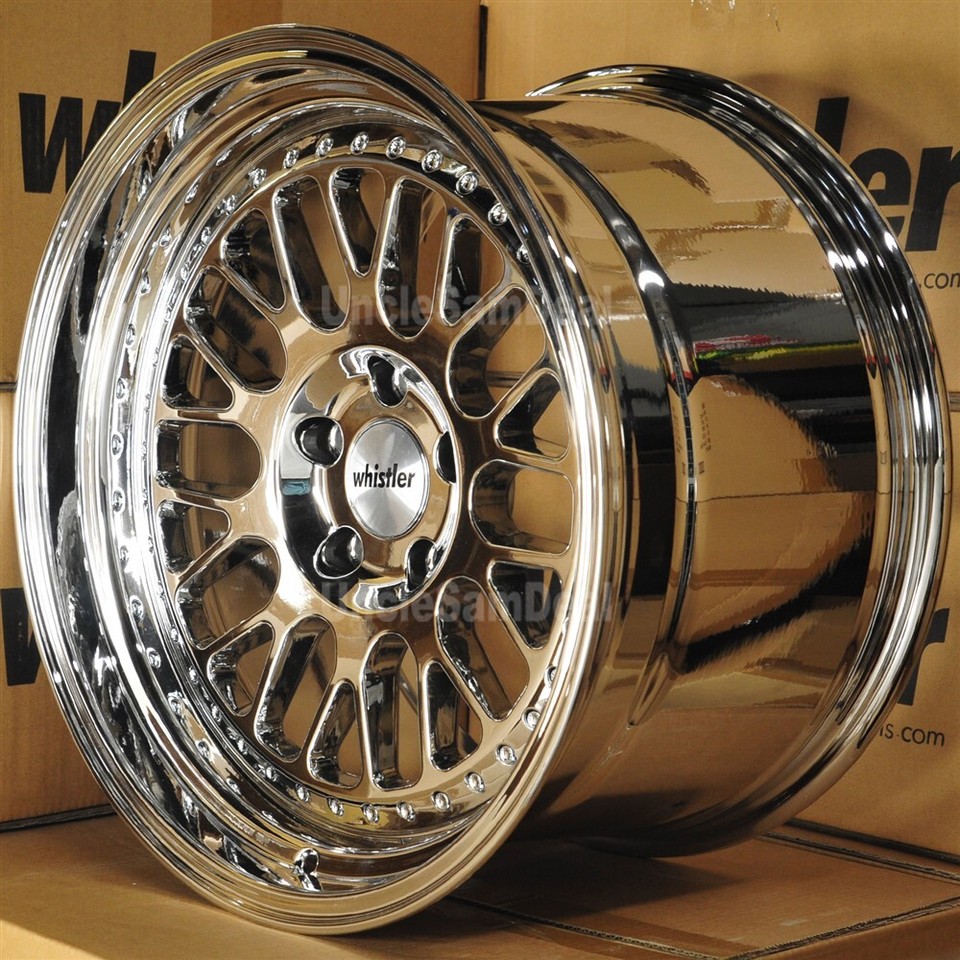 19x9.5 5x114.3 22 OFFSET WHISTLER SK1 CHROME MESH SPOKES w/ RIVET 4 ...