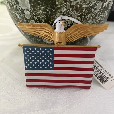 Hallmark Ornament - American Flag with Golden American Eagle Brand New ...