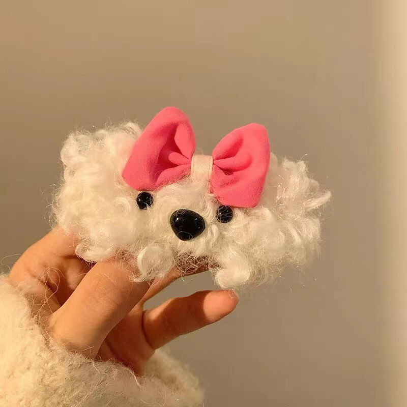 Cute Plush Bow Dog Hair Clip Bangs Side Clip Children Headwear Hair ...
