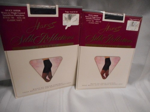Hanes Silk Reflections SHAPERS Pantyhose CLASSIC NAVY Size AB Lot of 2 ...