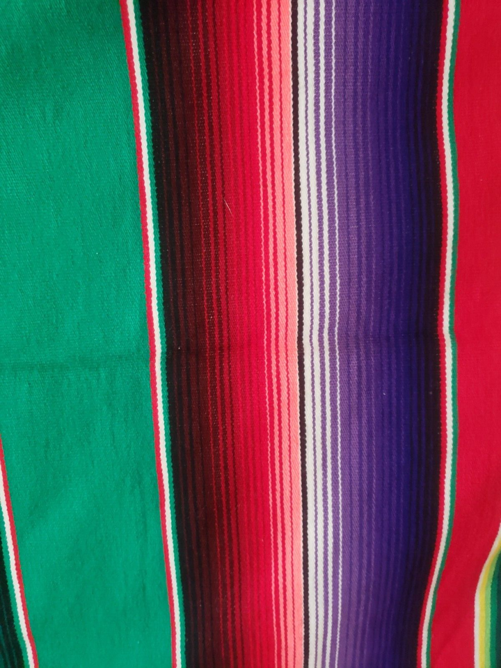 Mexican Saltillo Serapes Blanket 48x76" Vibrant Colors with Green ...