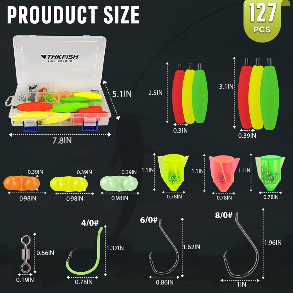 THKFISH Catfish Rigs Making Kit, 127 PCS Catfish Rig Accessories ...