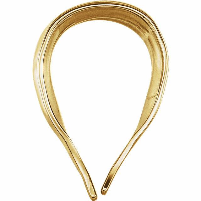 14K Yellow Gold Small 3mm Tapered Grooved Open Solid Pinch Bail 4 Chain ...