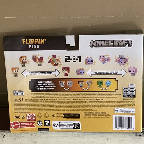 Minecraft Flippin’ Figs Alex and Axolotol 2 in one flip action figures ...