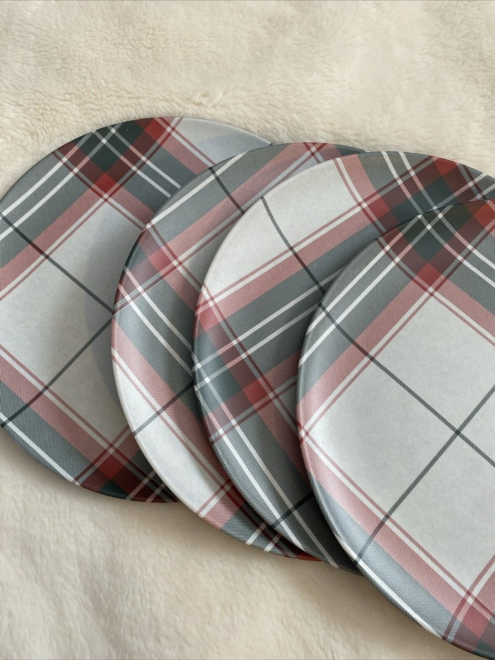 Hearth & Hand Magnolia Melamine Plate Dish Salad Dinner Red Green Plaid ...