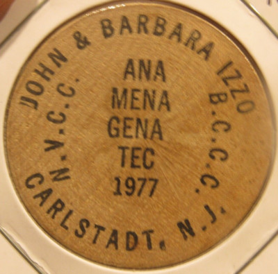 1977 John & Barbara Izzo Carlstadt, NJ Wooden Nickel - Token New Jersey ...
