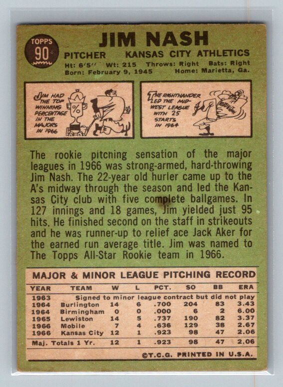 1967 Topps #90 Jim Nash Rookie RC | eBay