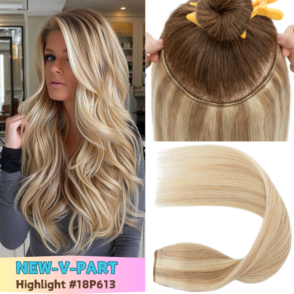 V-Part 22" One Piece U Shape THICK Clip in 100% Real Remy Human Hair ...