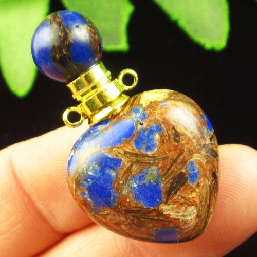 Blue Gold Copper Bornite Heart Essential Oil Diffuser Bottle Pendant ...