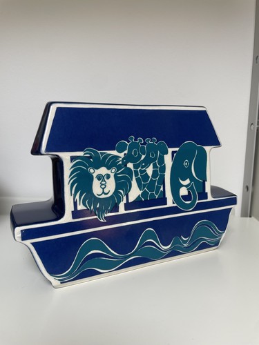 VINTAGE 1970S, CARLTON WARE, MONEYBOX NOAH'S ARK, BLUE & GREEN, MONEY ...