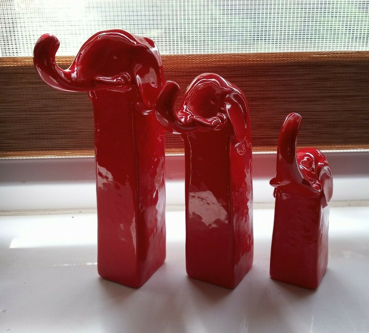 Red Ceramic Elephant Ornament Home Decor Gift | eBay UK