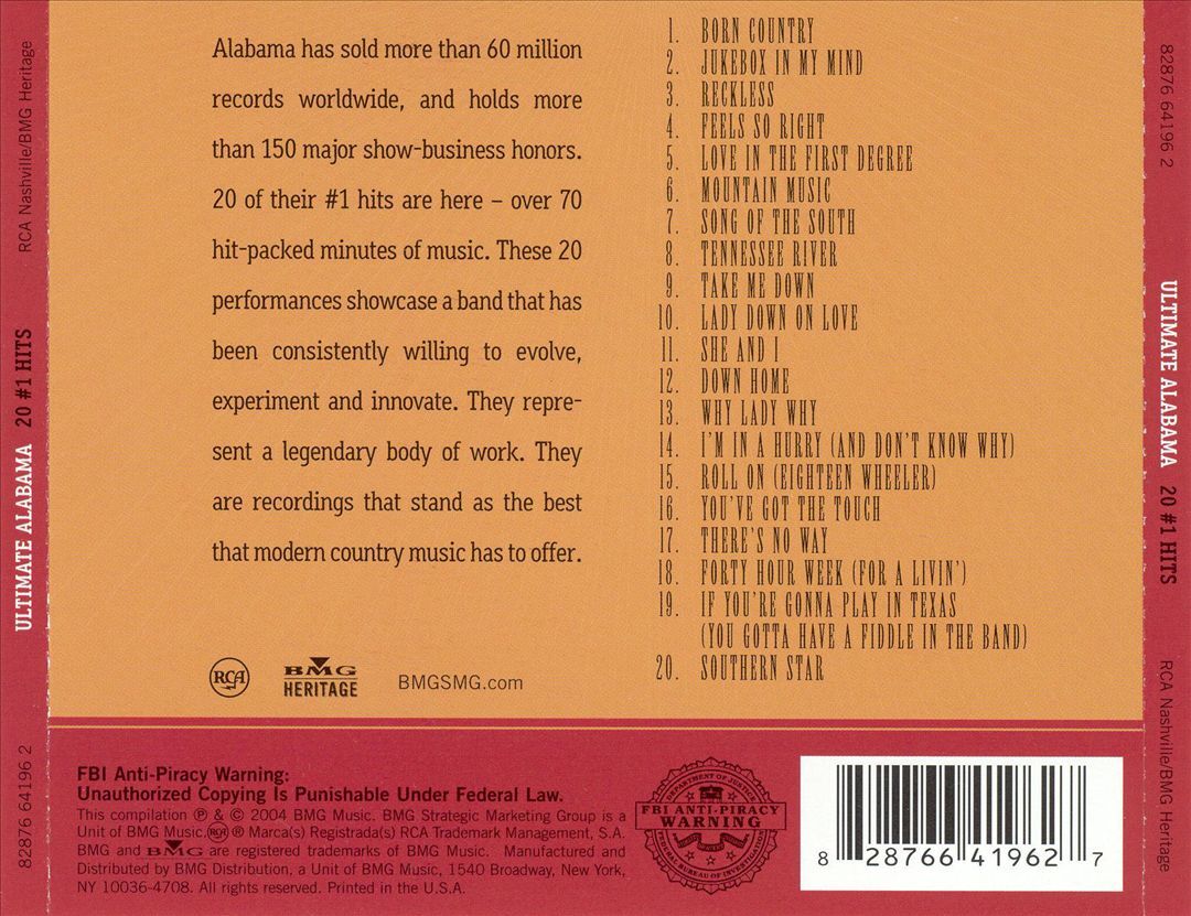 ALABAMA - ULTIMATE ALABAMA: 20 #1 HITS NEW CD 828766419627| eBay
