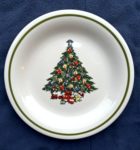 Mount Clemens Pottery Christmas Tree Salad/Dessert Plate Green Band ...