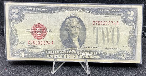 UNITED STATES D Series 1928 $2 dollar bill Jefferson Red Seal Z174 | eBay