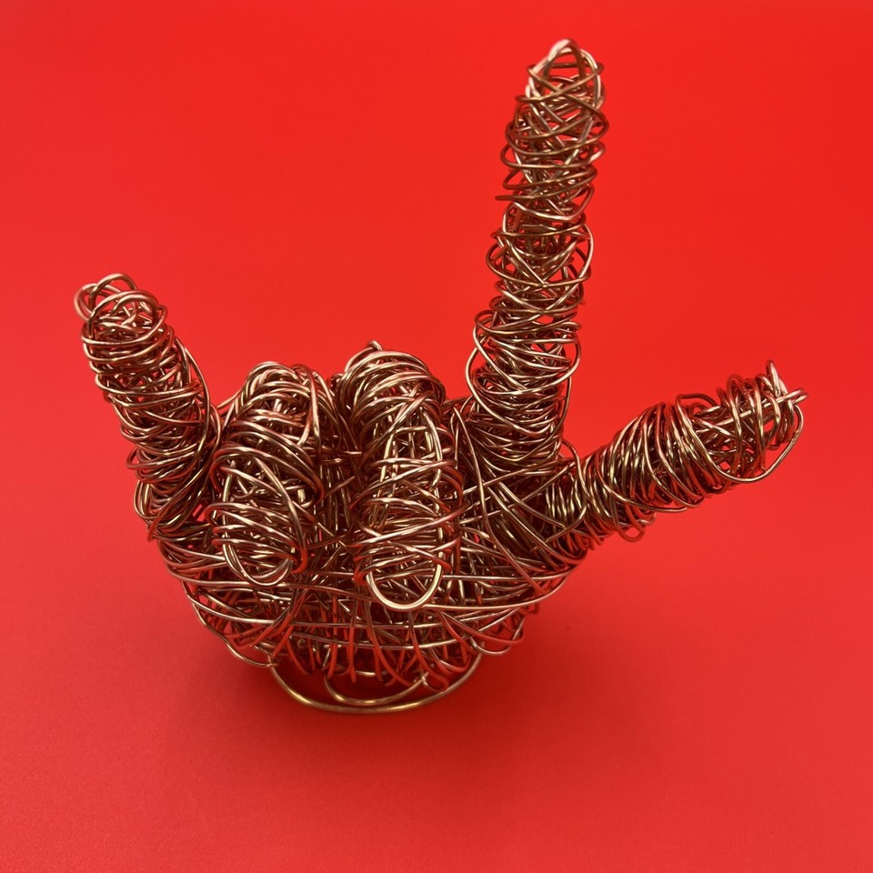 Handmade Copper Wire I Love You Sign Language Hand Sculpture Over 1 lb ...