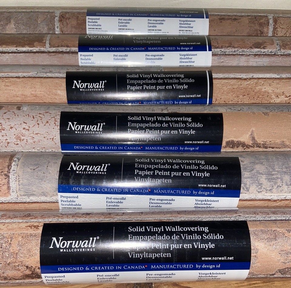 Lot Of 6 Norwall Wallcoverings LL29534 Illusions Swiss Brick Red Brown ...