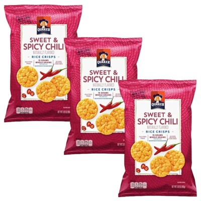 Quaker Rice Crisps SWEET & SPICY CHILI Chips Popped Mini-Cakes 3.03 oz ...