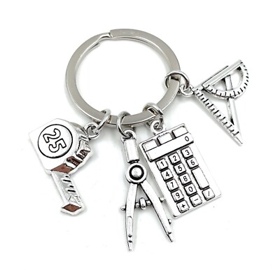 Math Compass Triangle Tape Measure Calculator Keychain Metal Lucky ...