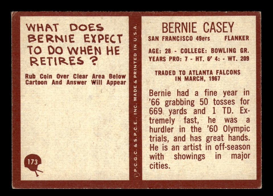 Bernie Casey 1967 Philadelphia #173 San Francisco 49ers Ex | eBay