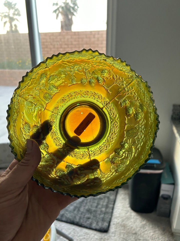 Vintage Carnival Glass Fenton Green Peter Rabbit Bowl - Scarce | eBay