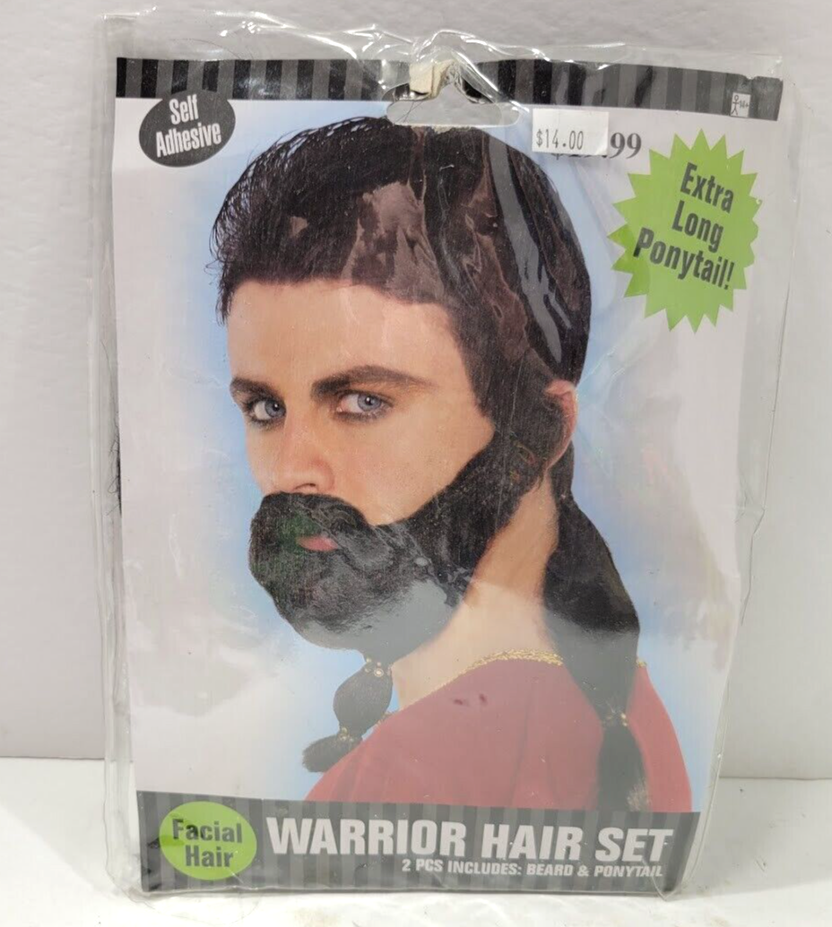 Warrior Hair Set 2 PCs Halloween Theatre Beard & Long Ponytail Wig ...