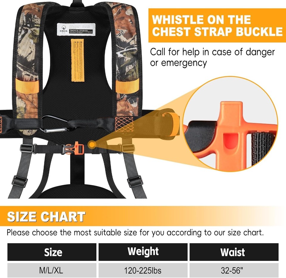 Tree Stand Harness, Tree Saddle Safety Harness Hunting for Men, Hunter ...
