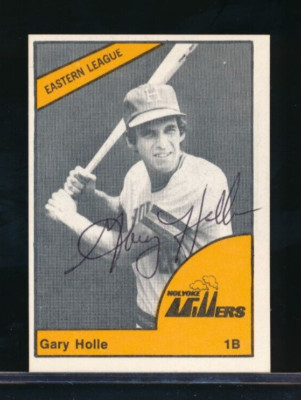 1977 TCMA Holyoke Millers Gary Holle rookie signed auto autograph black ...