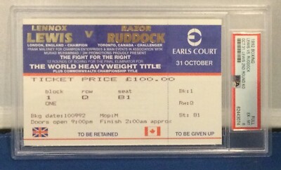 1992 Boxing - Lennox Lewis vs. Razor Ruddock FULL boxing ticket PSA 6 ...