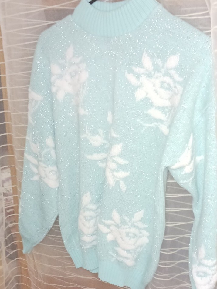 VINTAGE Camp 1980s Embellished glitter Sweater Mediu… - Gem