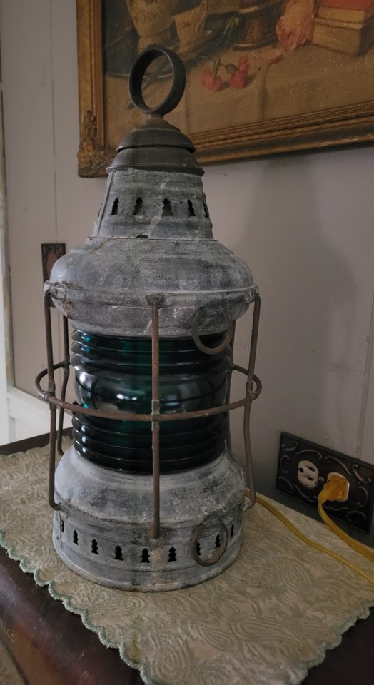 Large Blue/Green Marine Light 360 Degree Fresnel Lens Lantern ( Perko ...