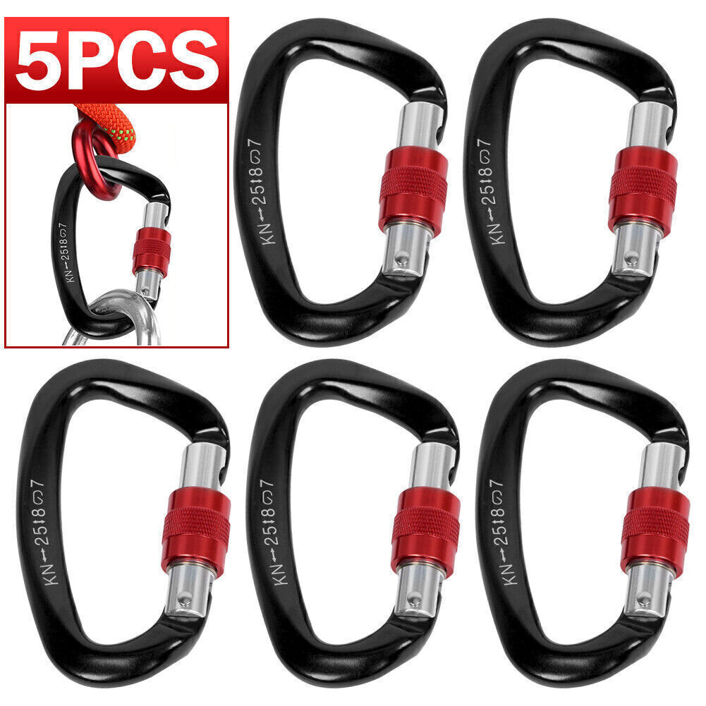 5x 25KN Screw Locking Carabiner Karabiner Rock Climbing Tree Rigging ...