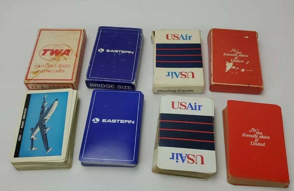 4 Decks Vintage Airline and Aviation Playing Cards TWA, United, US Air ...