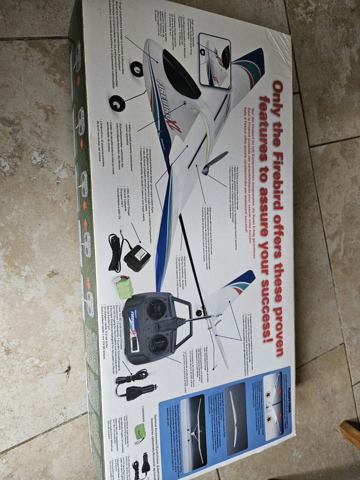 RARE OLD FIREBIRD XL RC Plane Hobbyzone Ripmax Radio Controlled BOXED ...