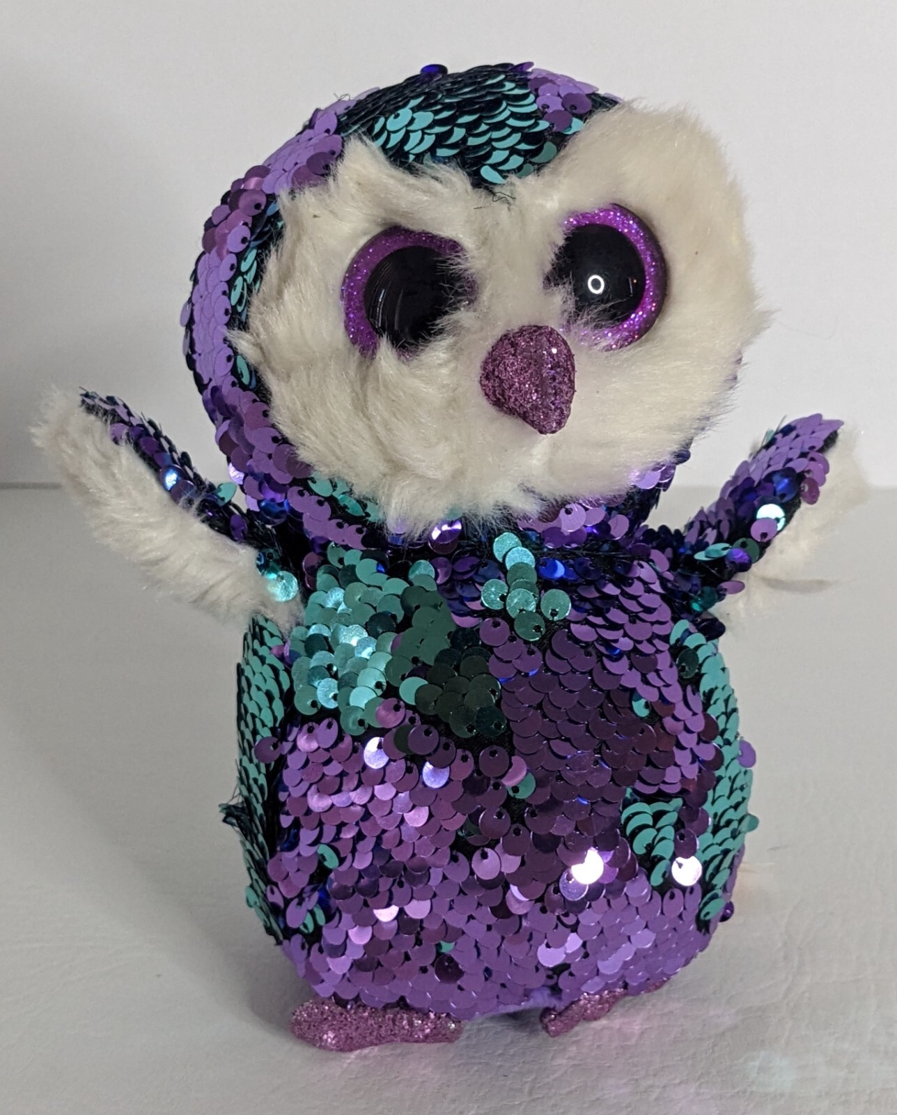 Ty Beanie Boos Flippables 6" MOONLIGHT Color Changing Sequins Owl Plush ...