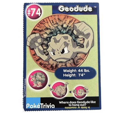 PokeTrivia Pokemon Geodude Card No. 74 Mewtwo Strikes Back Promo ...