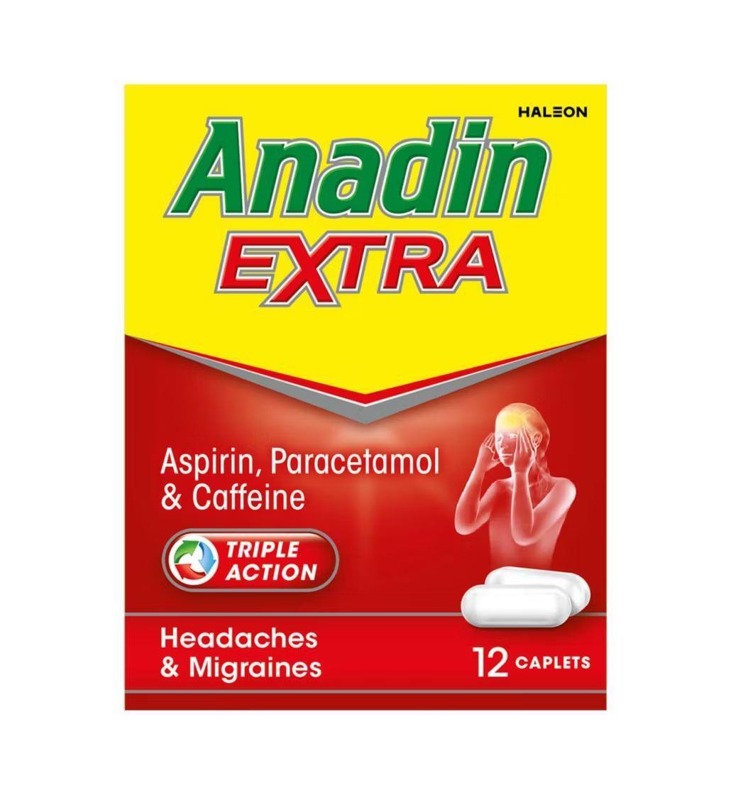 Anadin Extra x12 Caplets | Triple Action Aspirin, Caffeine ...