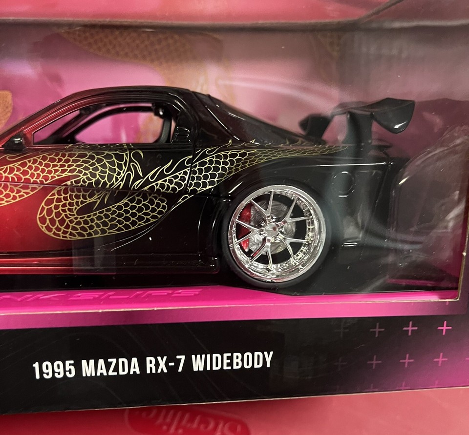 New 2024 Jada Pink Slips 1:24 1995 Mazda RX-7 Widebody Red & Black Near ...