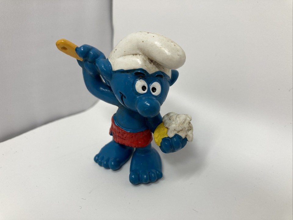 Smurfs PVC Figure Sauna Smurf Bath Soap Vintage Toy 1980s Figurine Peyo ...