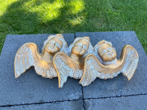 Vintage Gold Gilded Group of Three Cherubs 3D Wall Art 17x8x3.5” | eBay