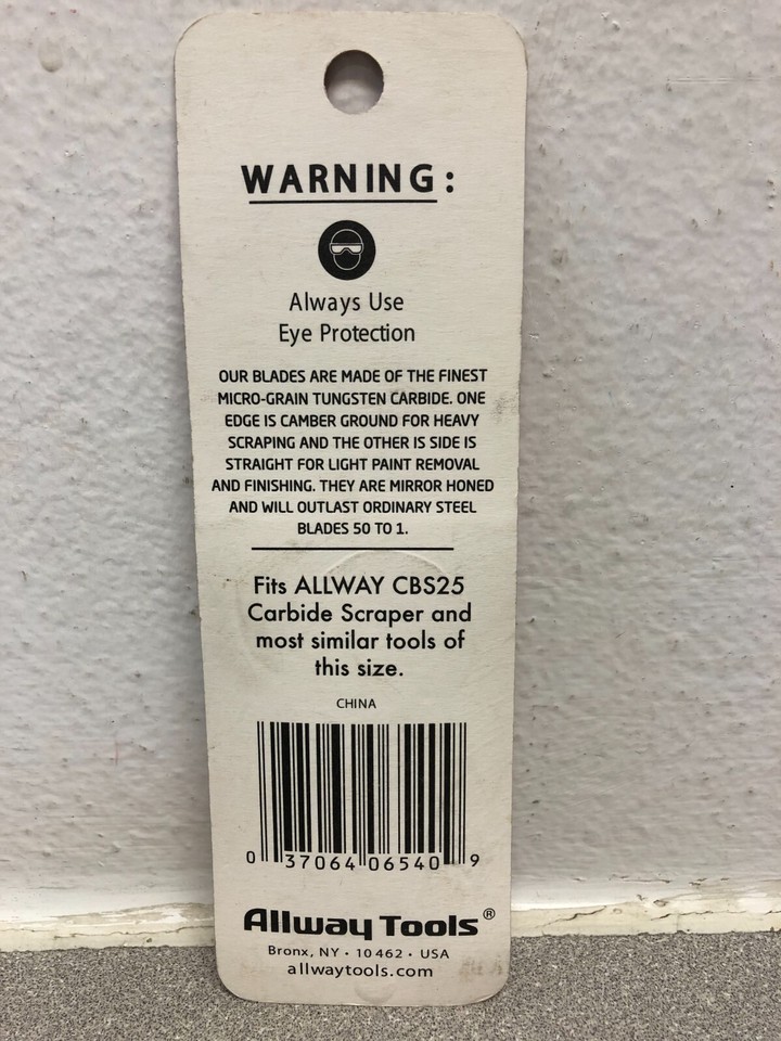 Allway CB25 2-1/2 in. W Tungsten Carbide Double Edge Scraper Blade | eBay