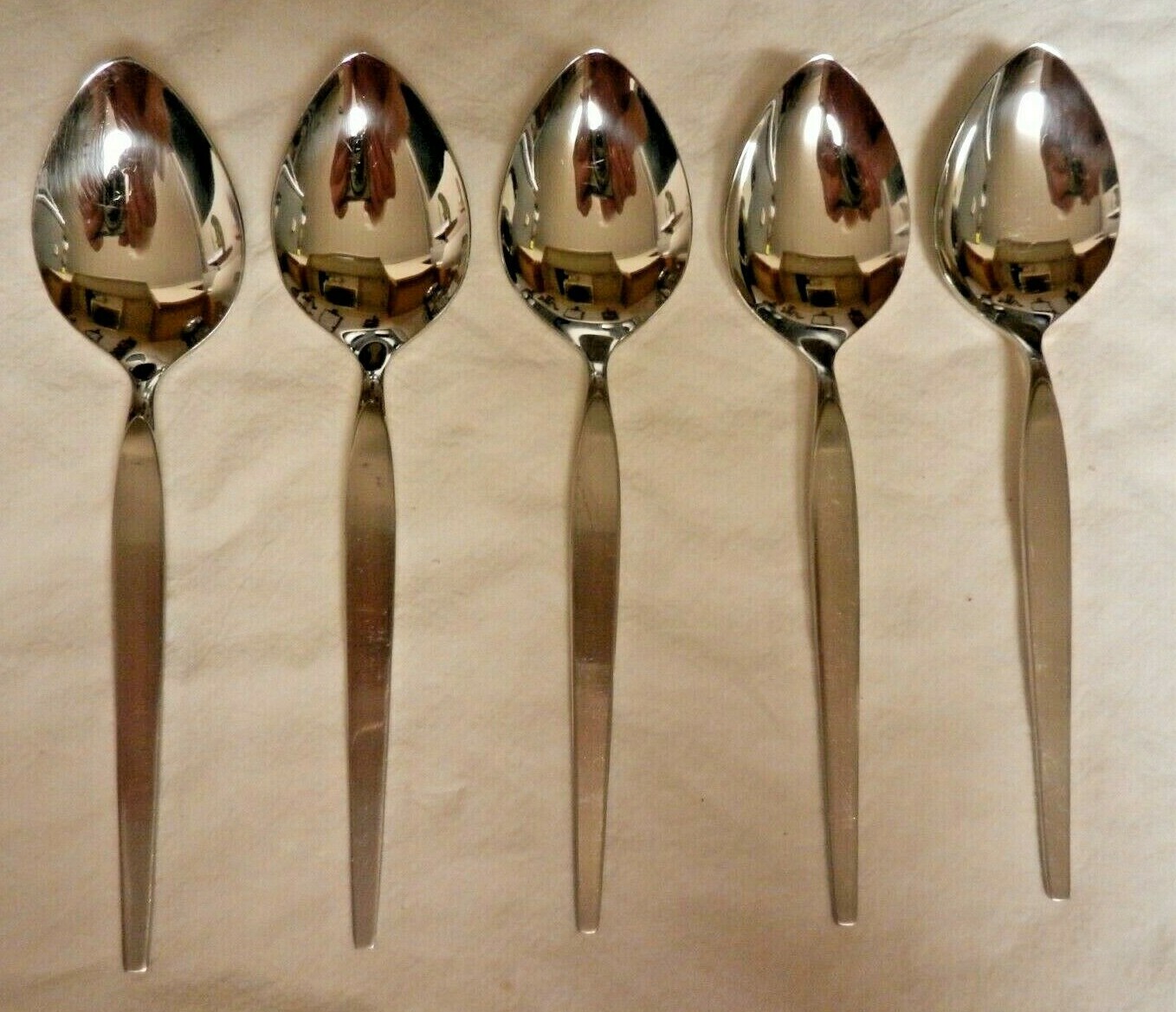 5 Lot Oneida Community Stainless SATINIQUE Oval soup Spoon Older ...