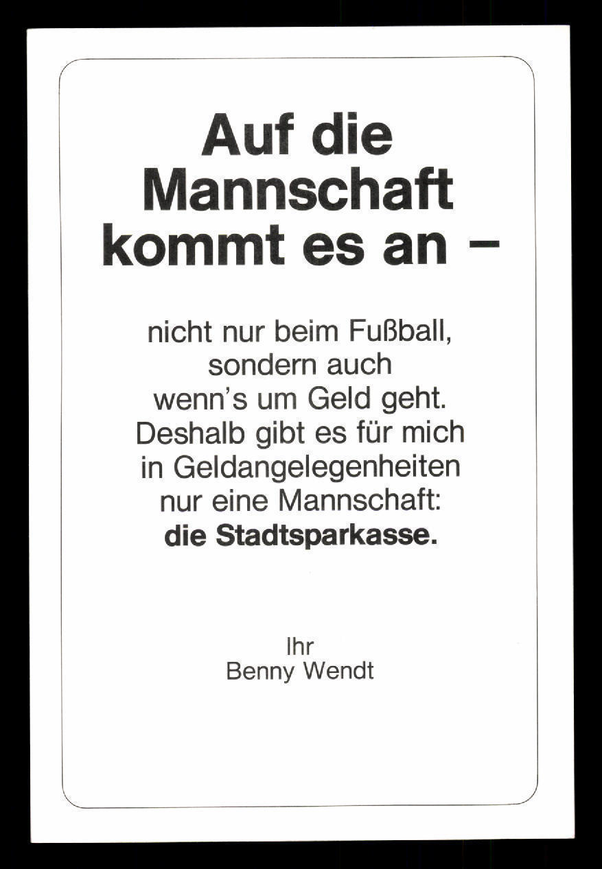 Benny Wendt Autogrammkarte 1 FC Kaiserslautern 70er Jahre Original Sign ...
