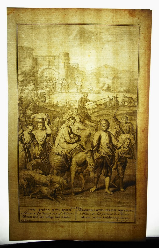 Antique Biblical Etching Abraham Lotus Haran J DE LATER gravure 1728 ...