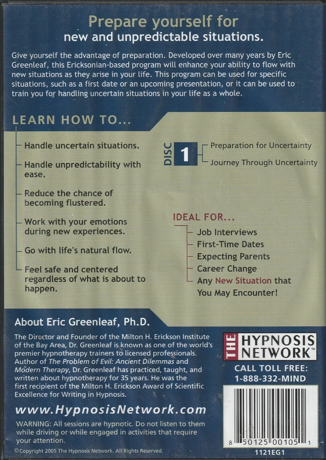 Preparing for Uncertainty: Audio CD, Eric Greenleaf, Hypnosis Network ...