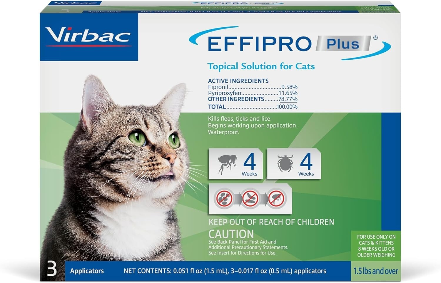 Virbac Effipro Plus Cats 3 doses Flea and Tick Treatment | eBay