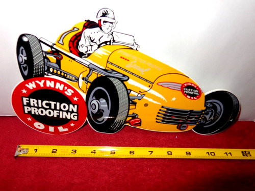 11 x 7 in WYNN`S FRICTION PROOFING SPECIAL OIL ADV. SIGN DIE CUT METAL ...