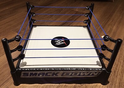2010 Mattel WWE SMACKDOWN 14” Wrestling Ring Blue Ropes GOOD CONDITION ...