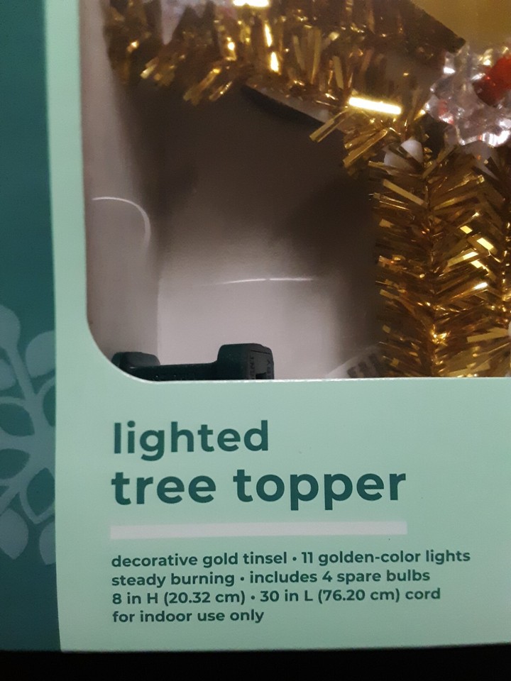 Home Rite-Aid 11 Count Golden Color Lighted Tree Topper Indoor 8-inch ...