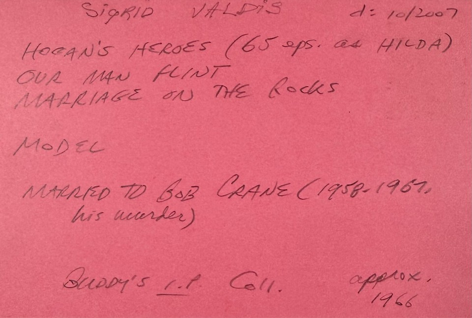 SIGRID VALDIS Autograph Signed 4"x 6" INDEX CARD Our Man Flint HOGAN'S ...